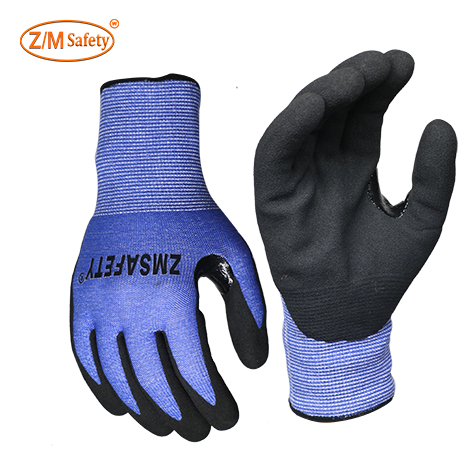Wholesale anti slip HPPE cut resistant level 5 industrial sandy nitrile ...